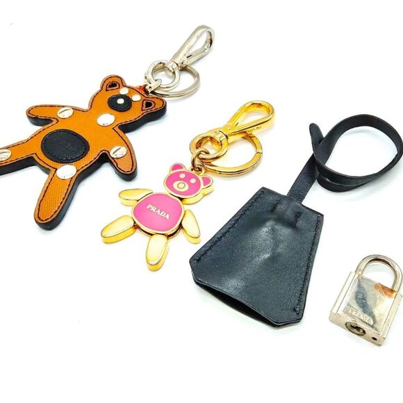 Prada | Bags | Authprada Key Chains Bag Charms Teddy Bears Lock ...